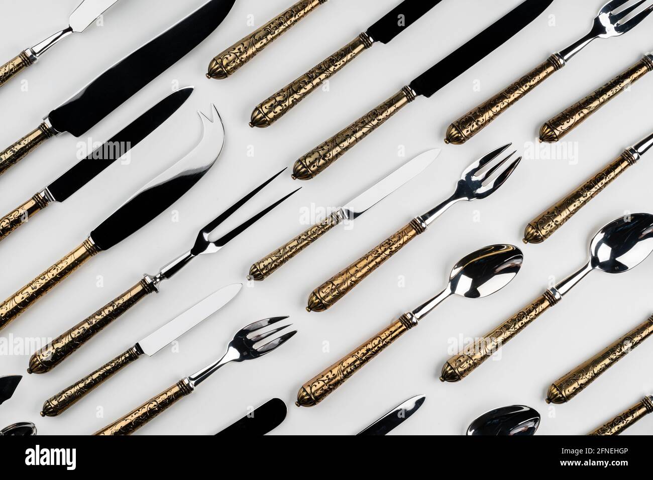 Background of cutlery, set of cutlery on white background Stock Photo ...