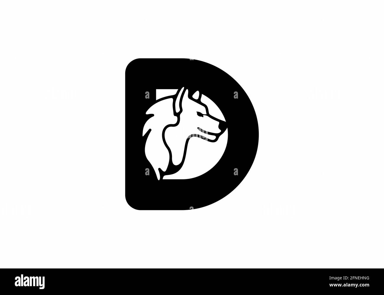 Black D initial letter with wolf head design Stock Vector Image & Art ...
