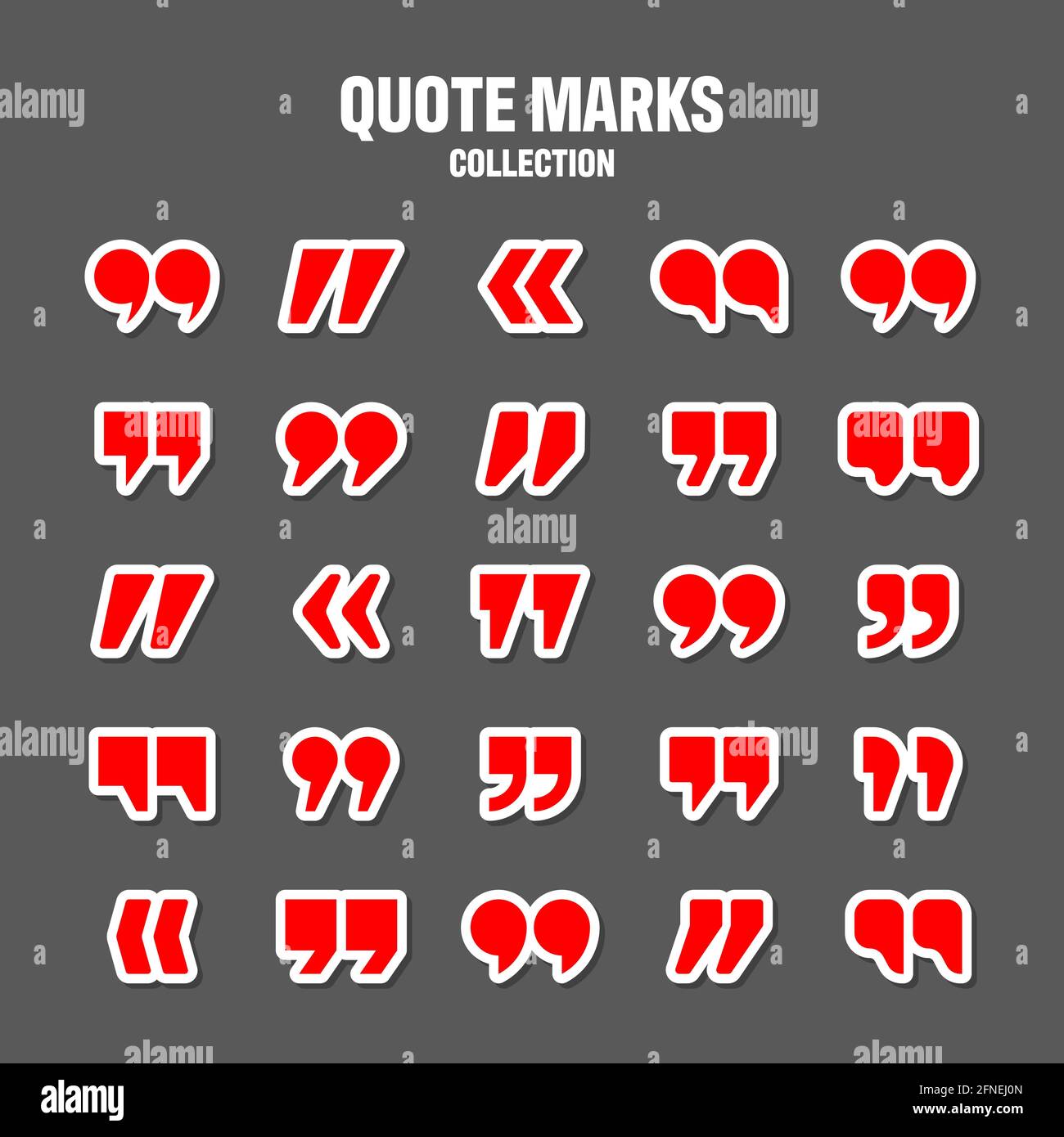 Quotation marks vector collection. Red quotes icon. Colorful stickers ...