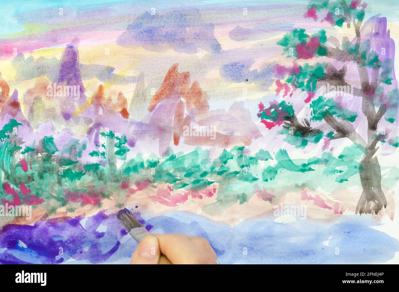 DIY, learning to draw, hobbies. Paint a picture on paper. Step 13: add ...