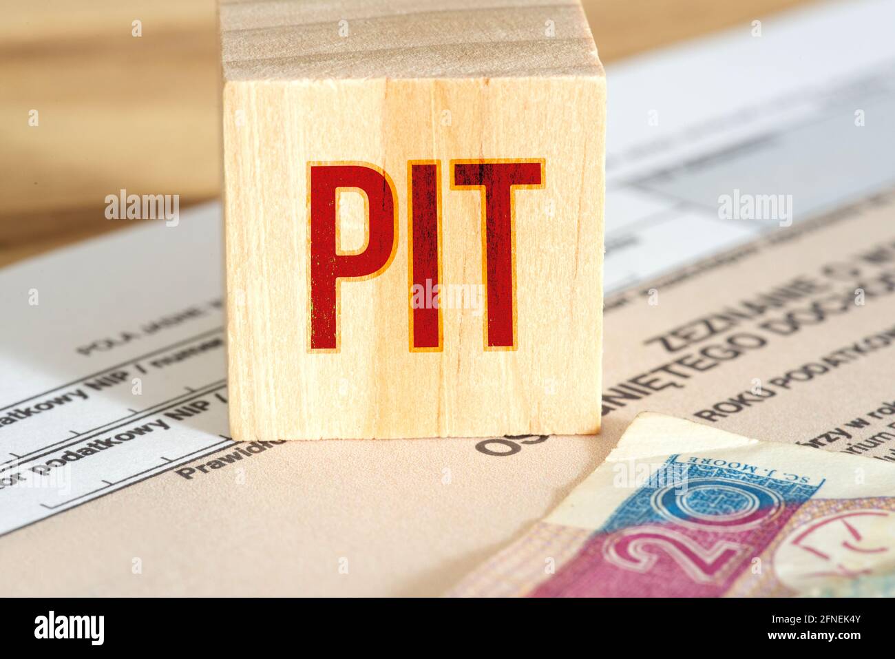 Money in Polish zloty and PIT form for tax returns in Poland Stock ...