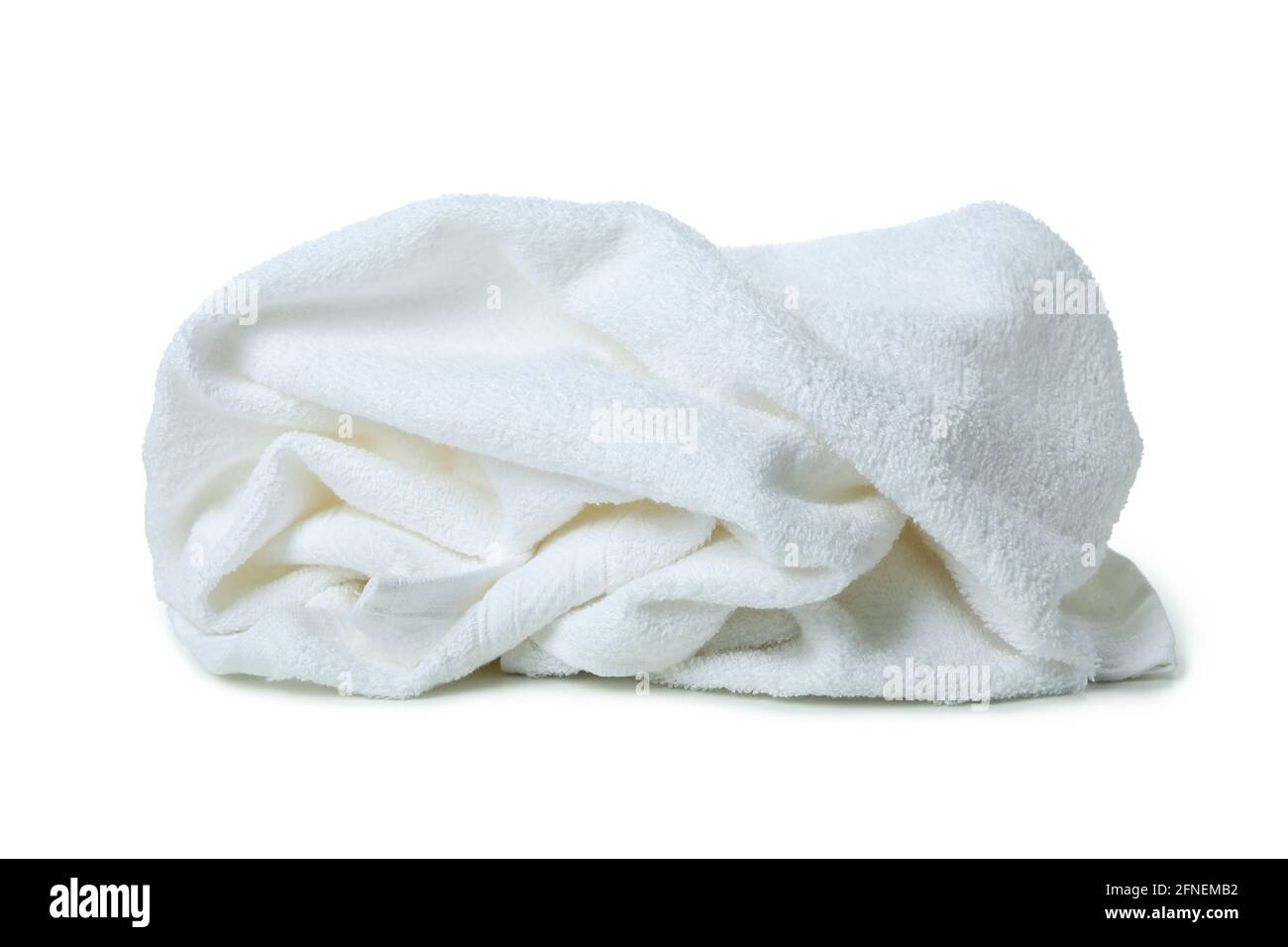 Clean crumpled towel isolated on white background Stock Photo - Alamy