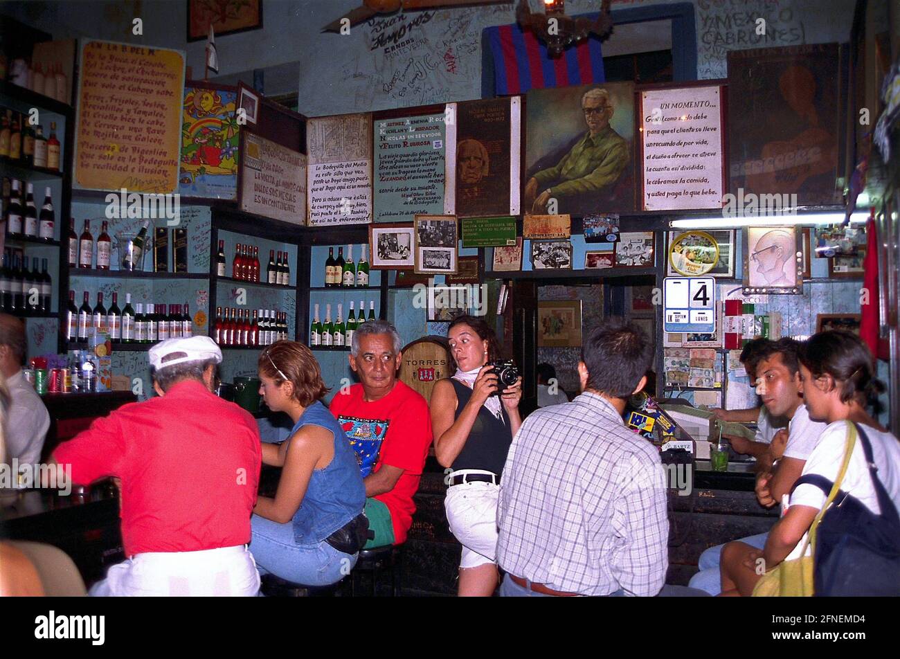 The Hemingway bar 'La Bodeguita del Medio' in Havana. It was the ...