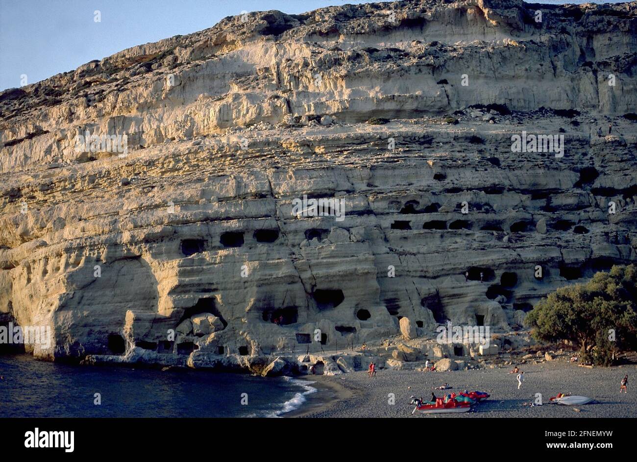 The cave dwellings of Matala were dug into the soft sandstone in the ...