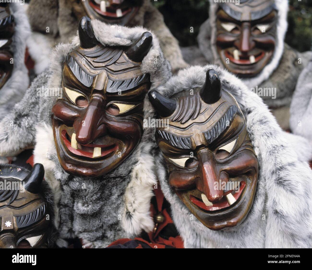 Participants with scary masks at the Alemannic carnival in Lörrach in ...