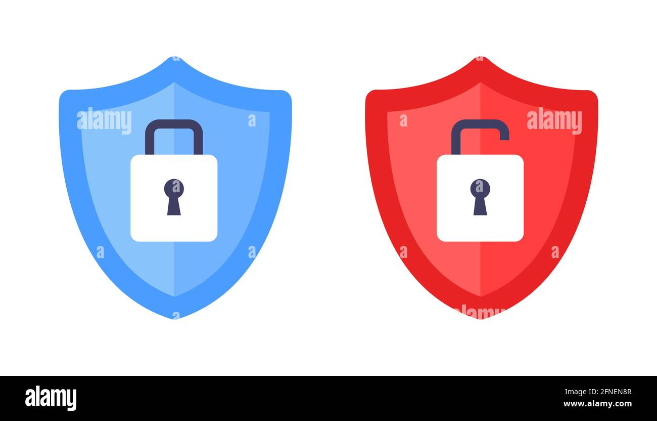 Wireless shield with text VPN and no VPN wifi icon sign flat design ...