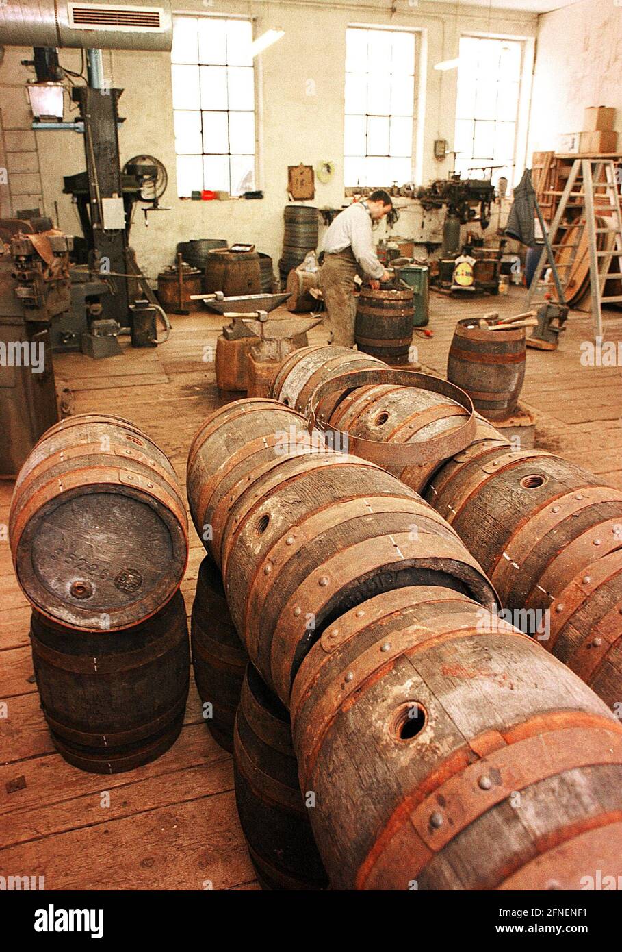 In the Willi Schmid barrel factory in Munich's West End, wooden barrels ...