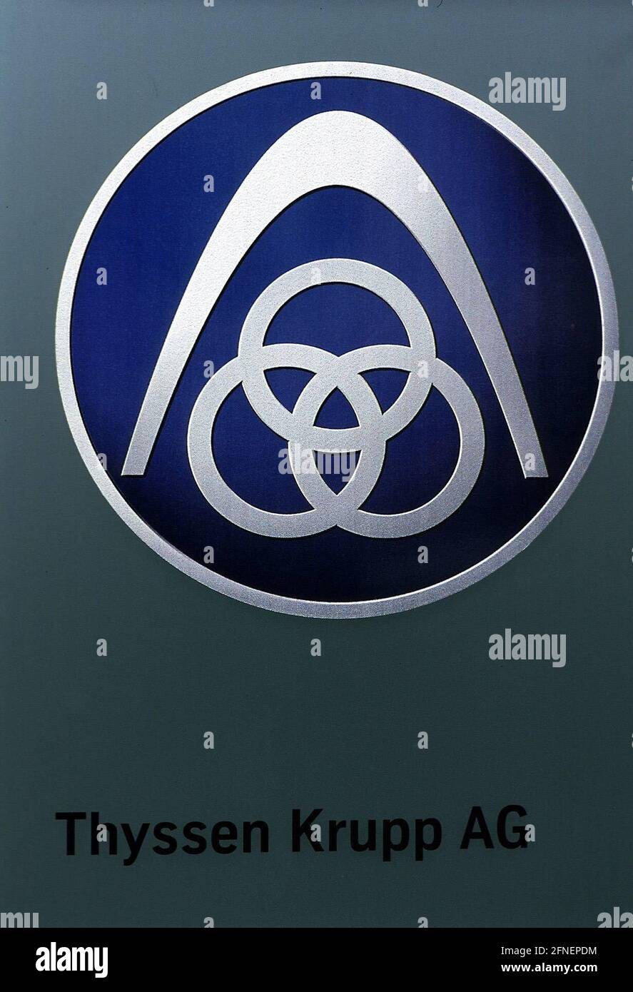 The new Thyssen Krupp logo on the Düsseldorf administration tower of ...