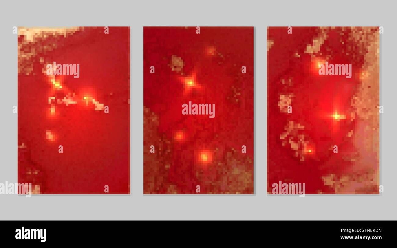 Ruby red and gold pattern with texture of geode and sparkles. Abstract ...