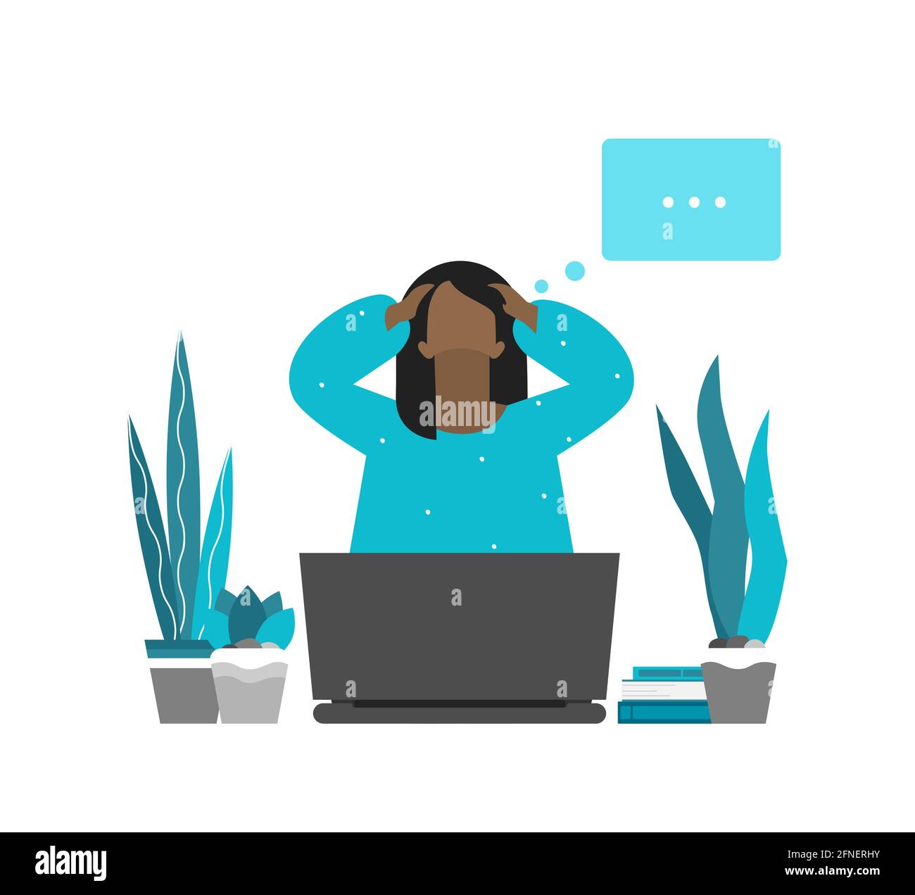 Woman depressed computer Stock Vector Images - Alamy