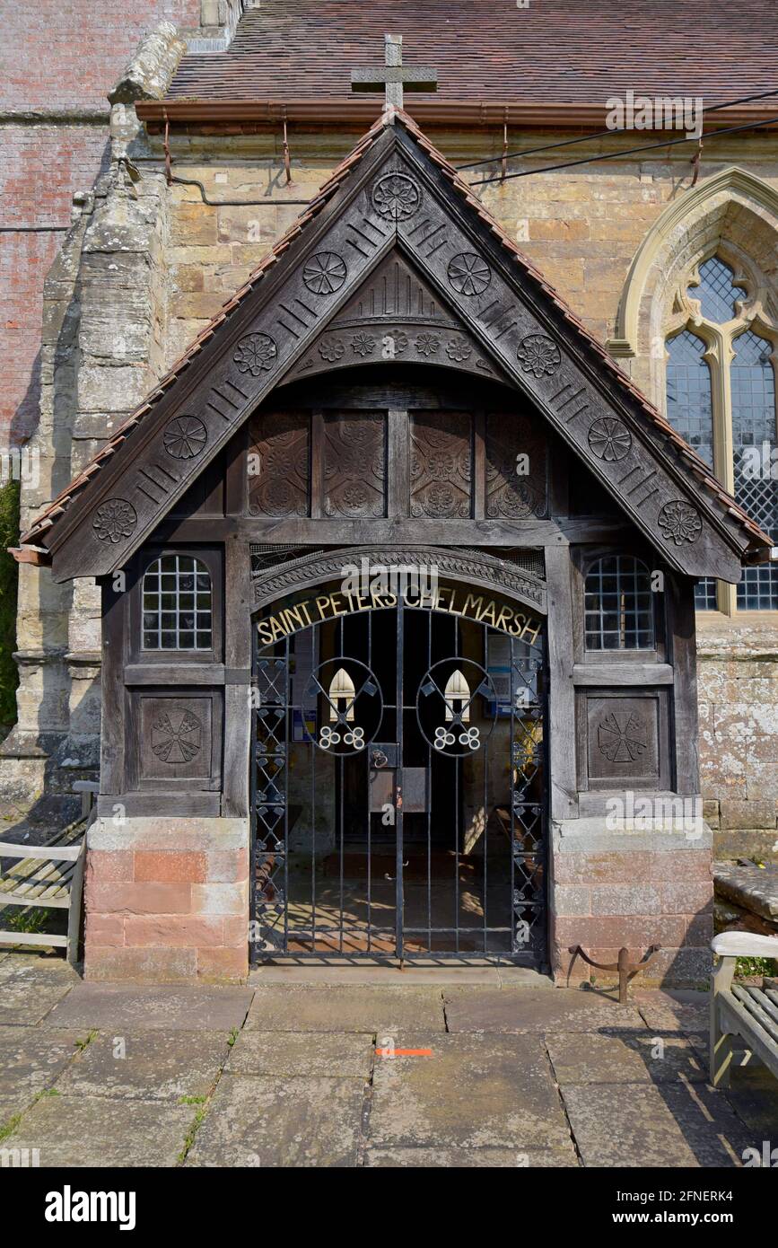 The front entrance porch of St Peter's Church, Chelmarsh, Shropshire ...