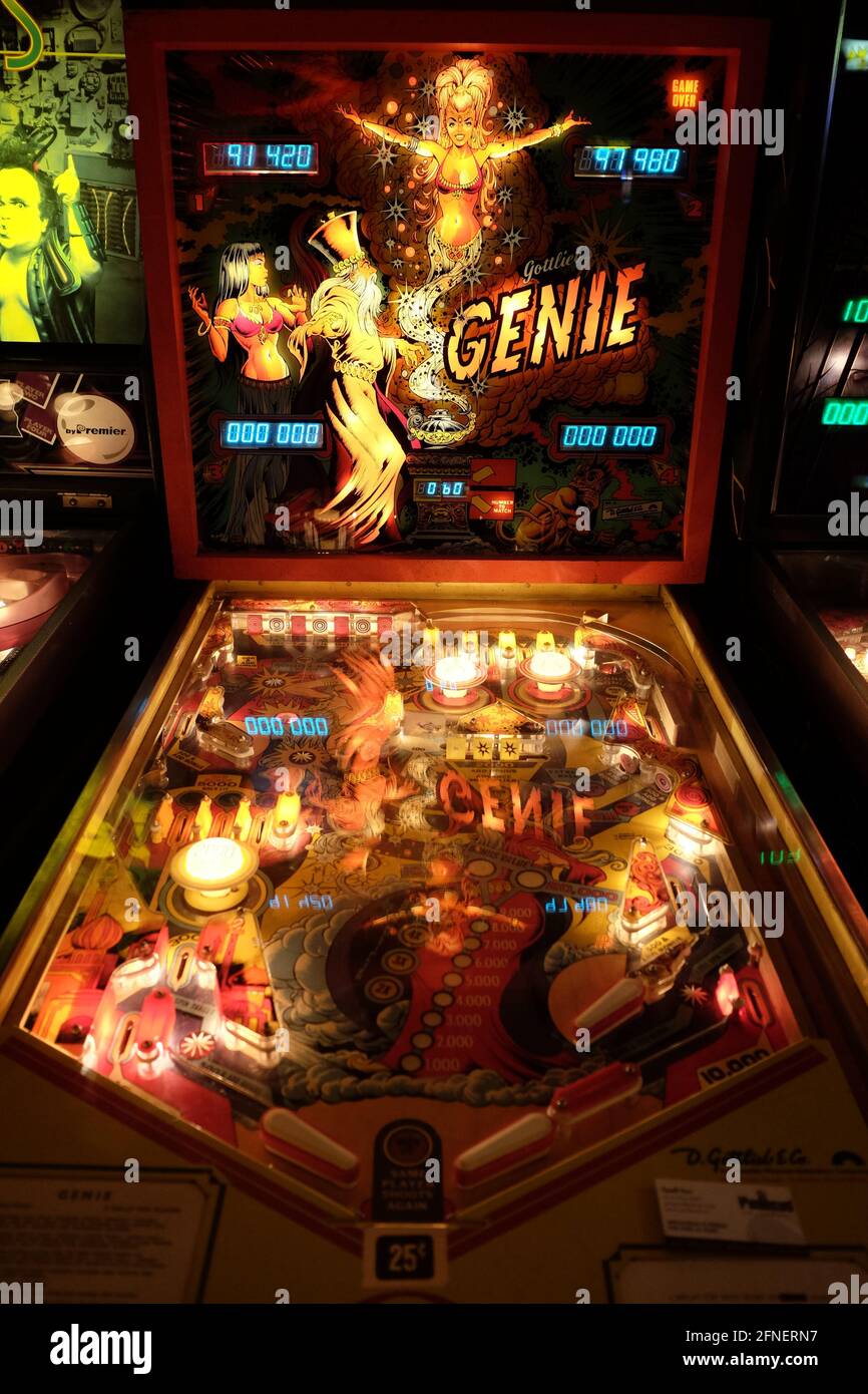 Gottlieb 1979 Genie pinball machine in an arcade in Ottawa, Ontario ...