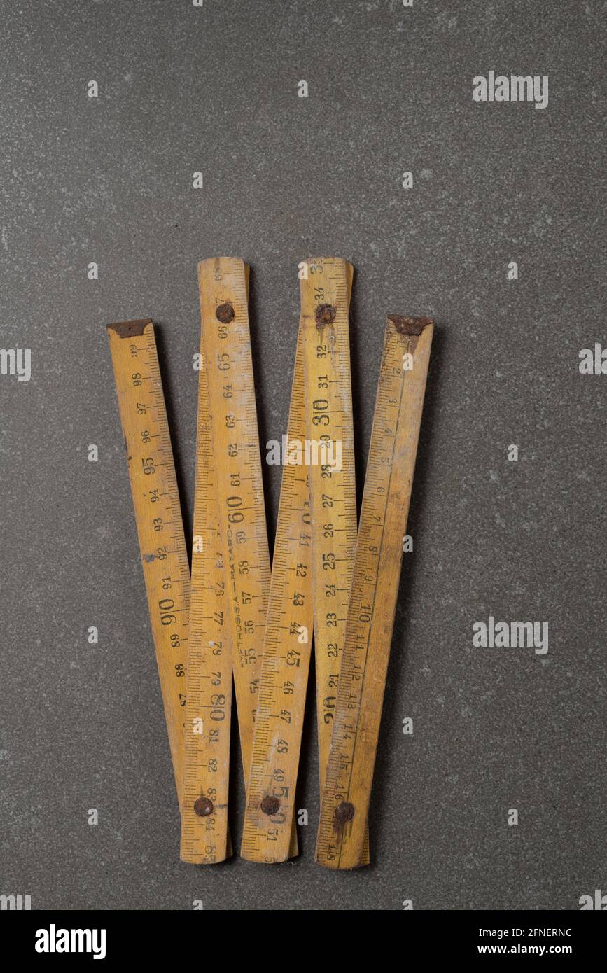 Antique folding wooden ruler Stock Photo - Alamy