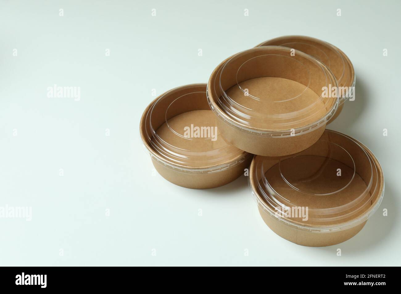 Food delivery disposable bowls on white background Stock Photo - Alamy