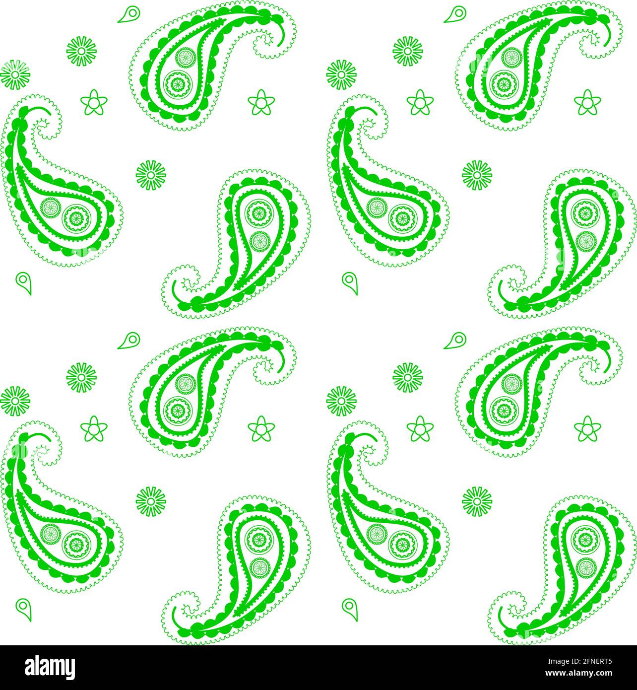 Traditional Indian Pattern Known As Paisley In Seamless With Green And