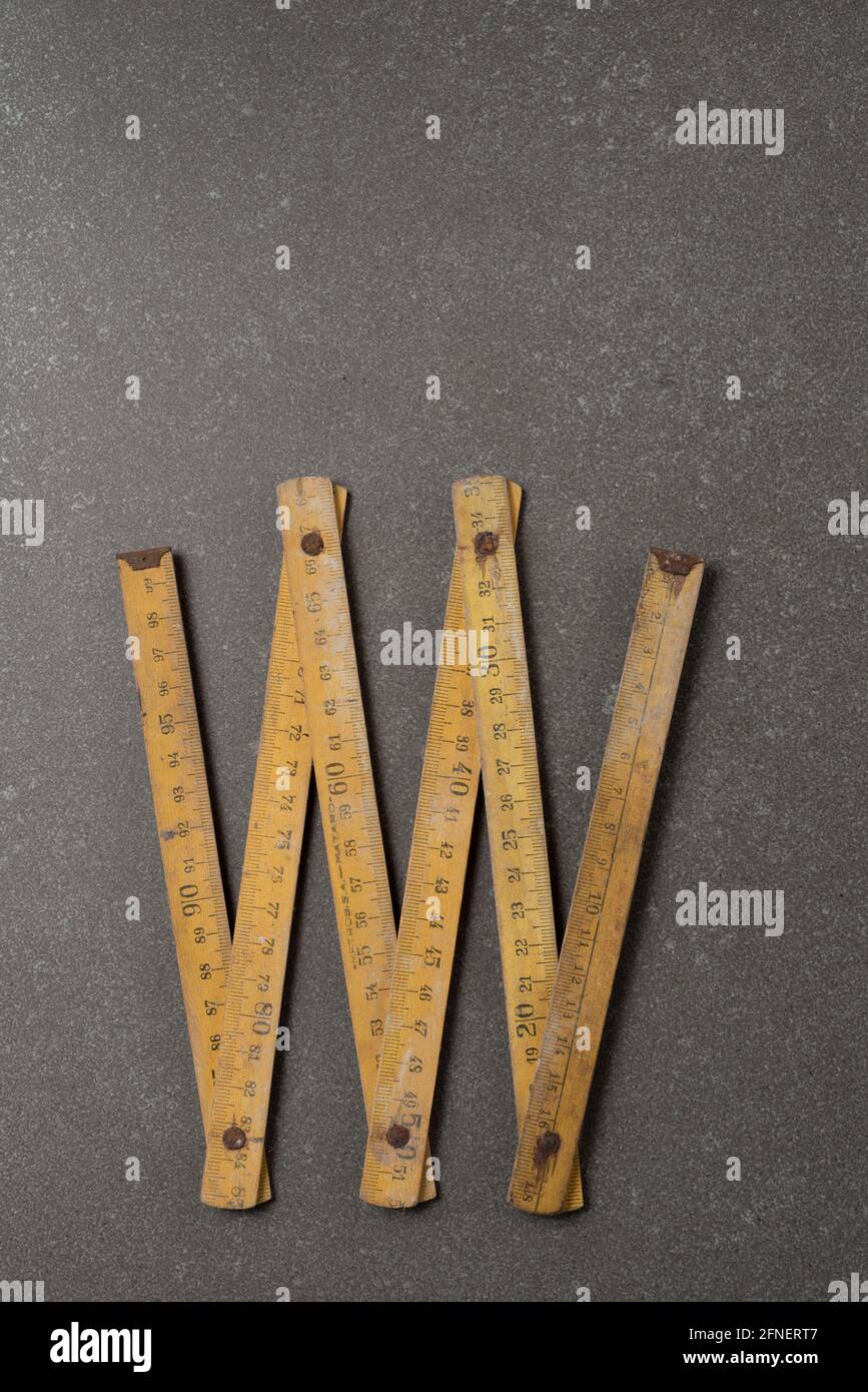 Antique folding wooden ruler Stock Photo - Alamy