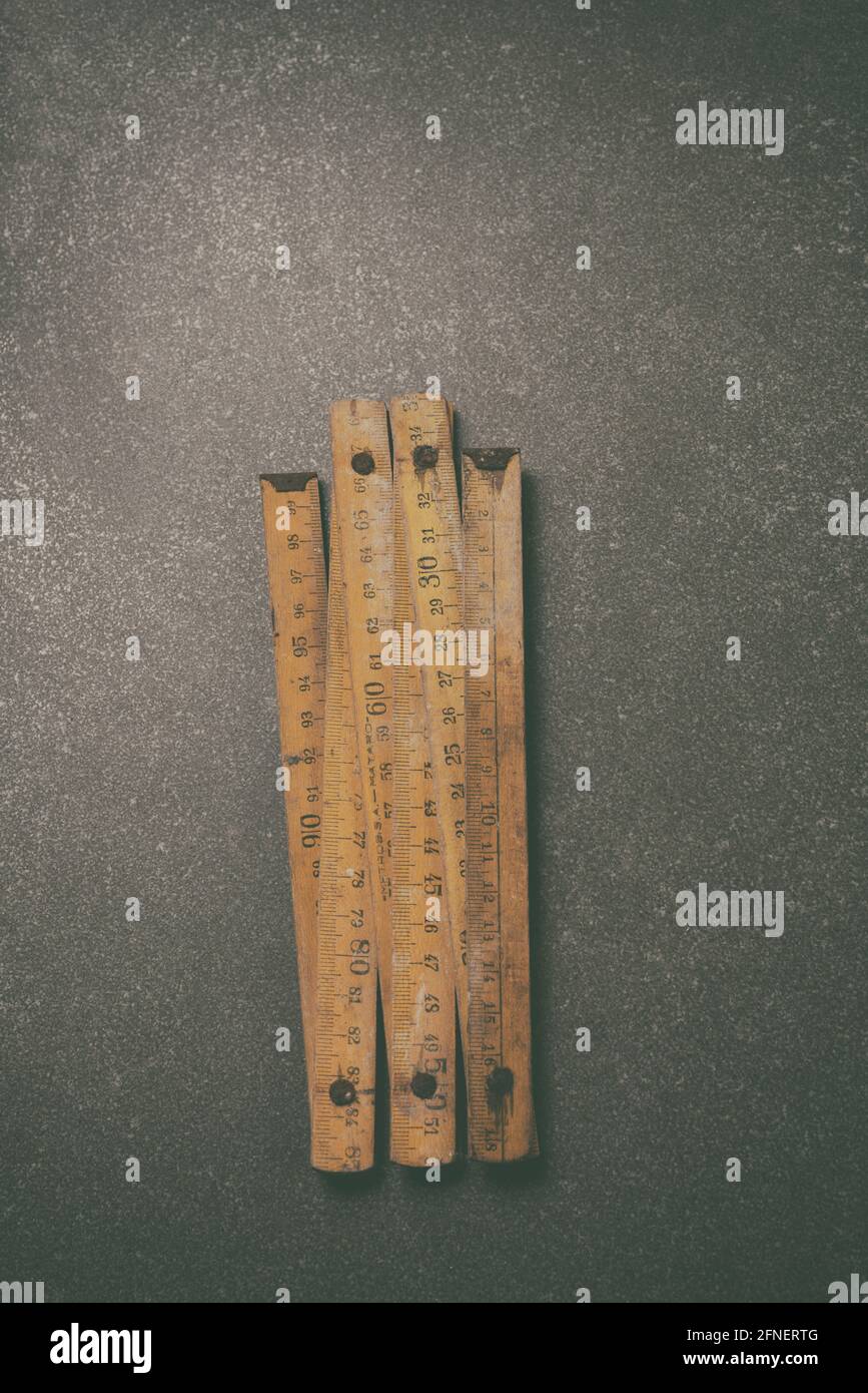 Antique folding wooden ruler Stock Photo - Alamy