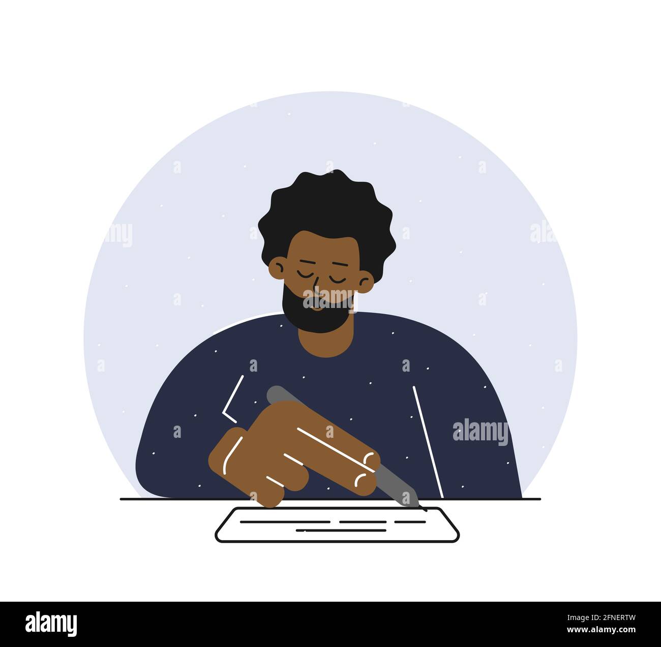 Man signed contract cartoon hi-res stock photography and images - Alamy