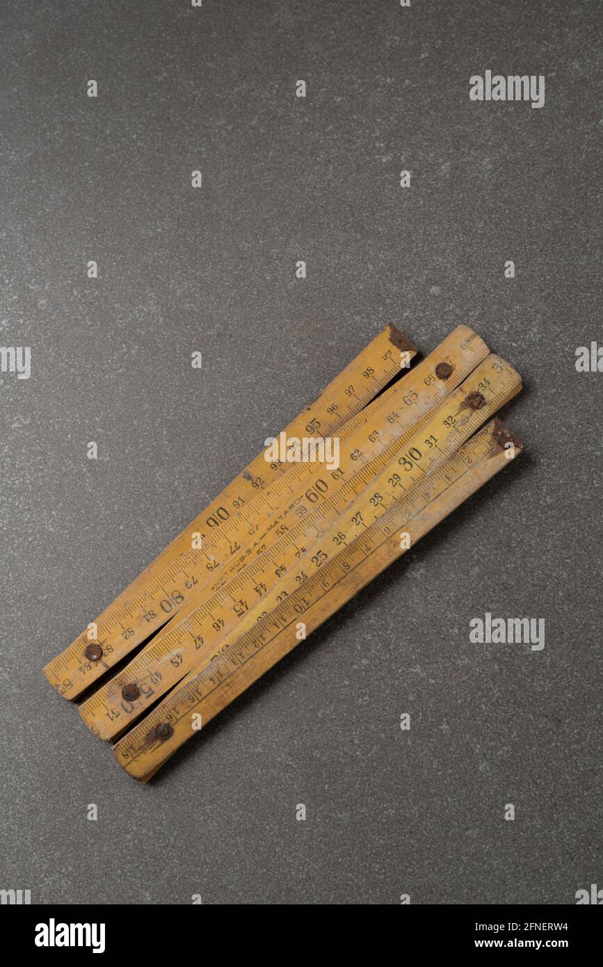 Antique folding wooden ruler Stock Photo - Alamy