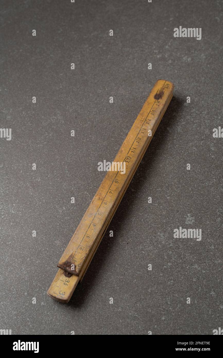 Antique folding wooden ruler Stock Photo - Alamy