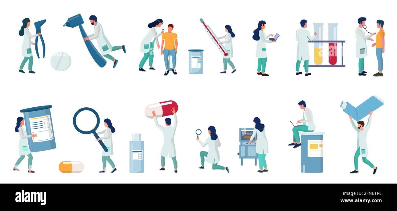 Medical clinic and lab staff, vector flat isolated illustration Stock ...