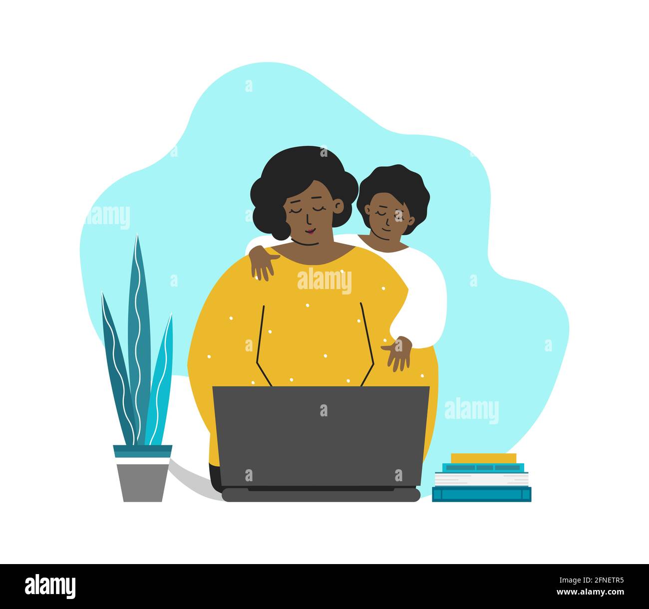 Mother daughter computer home Stock Vector Images - Alamy