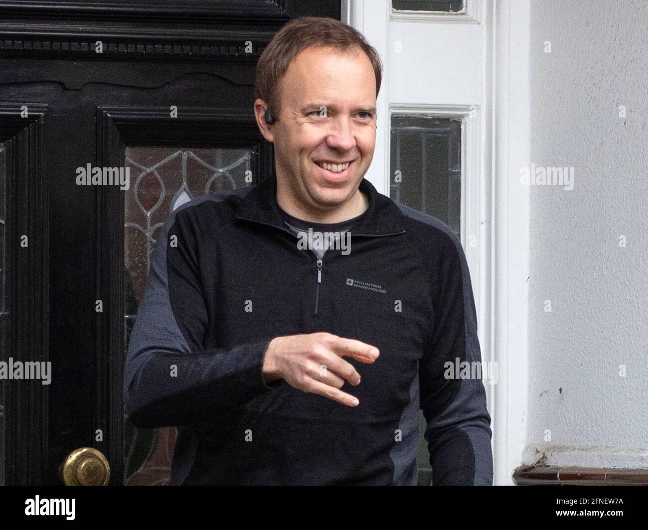 Health Secretary Matt Hancock is seen smiling as he leaves his West ...
