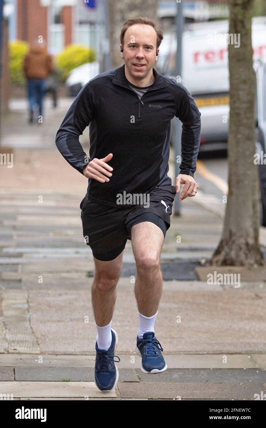 Health Secretary Matt Hancock is seen smiling as he leaves his West ...