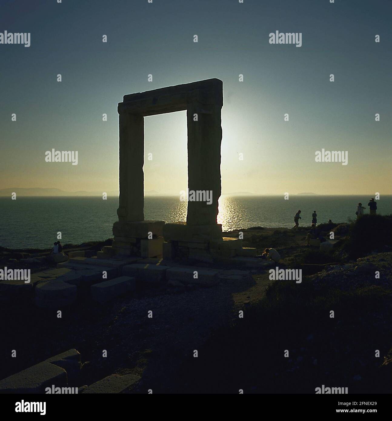 The six-meter-high marble temple gate (Portara) (530 BC) stands on the ...