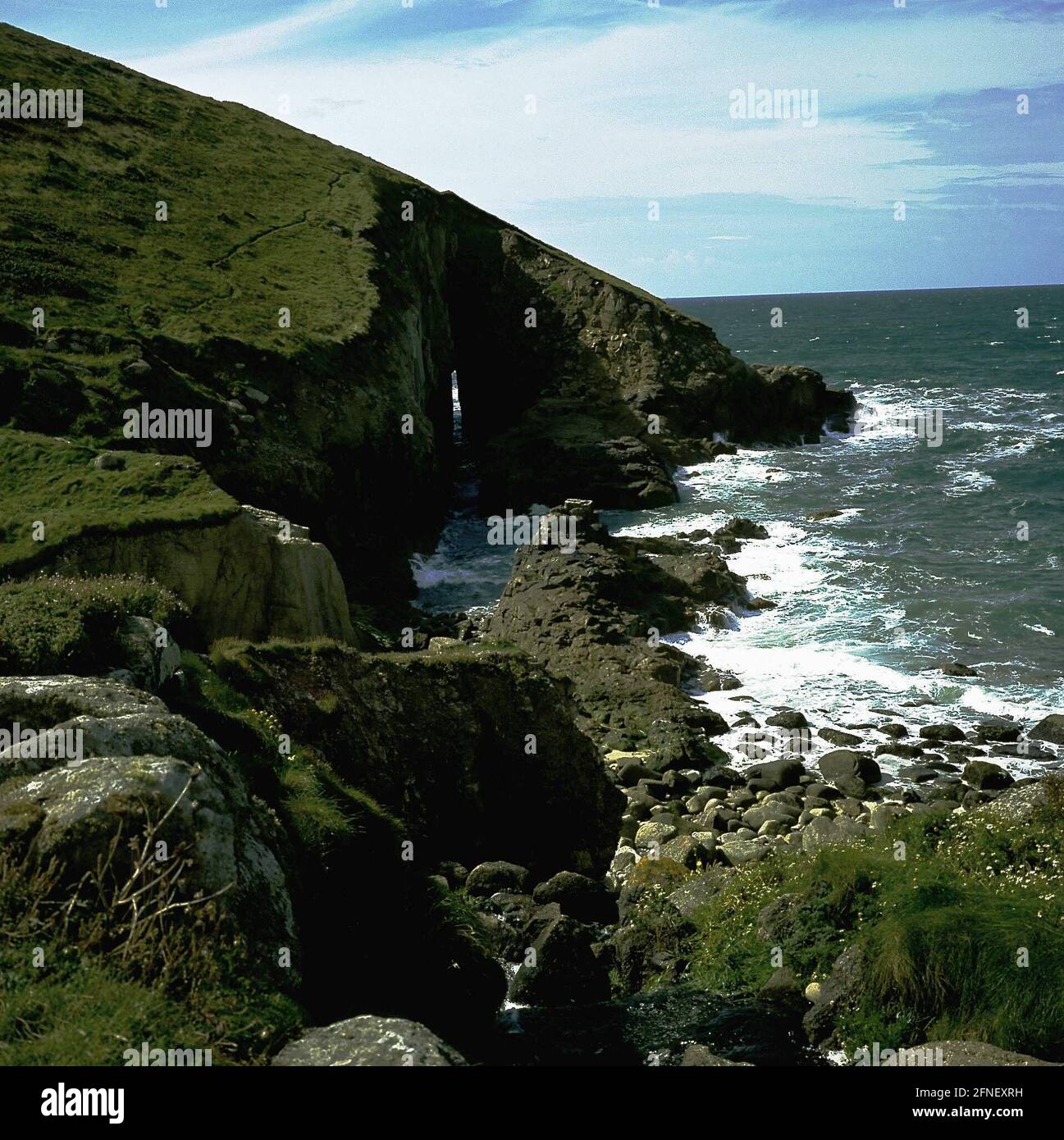 Cornwall: Rock with the 'Song of the Sea Cave', southern England ...