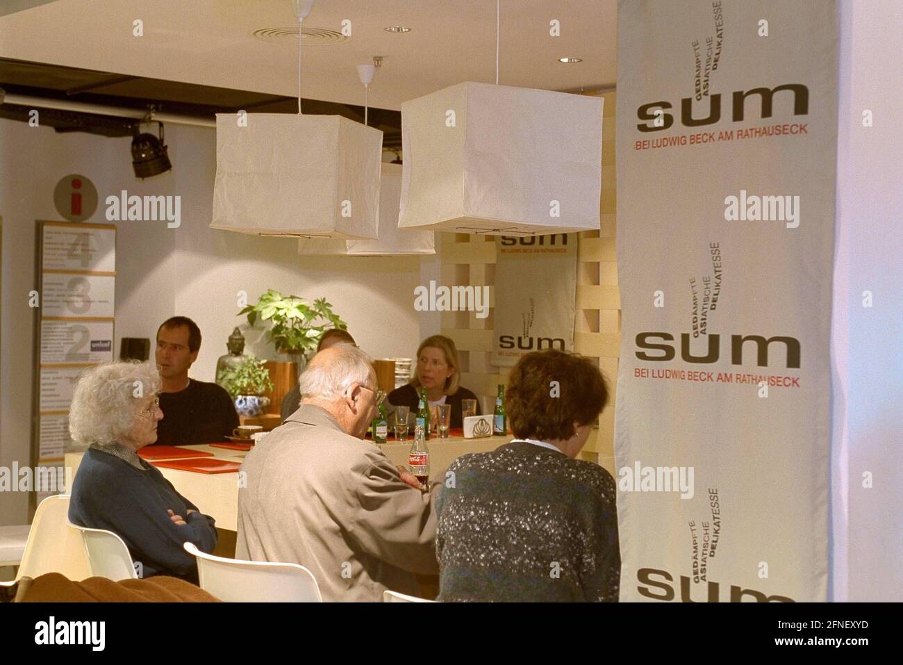 Guests at the counter of the fast food restaurant 'Sum im Beck' in the ...