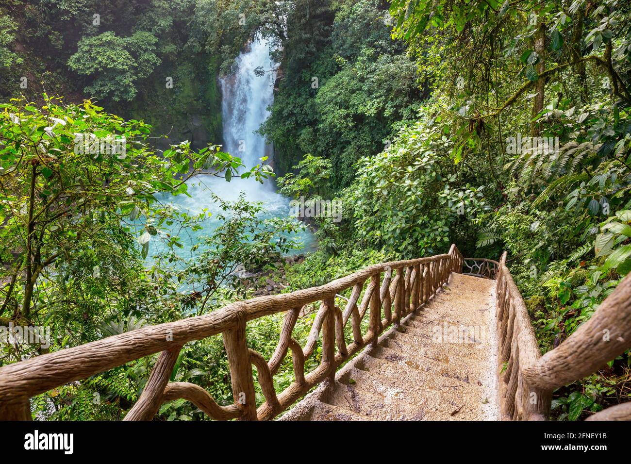 Majestic waterfall in the rainforest jungle of Costa Rica. Tropical ...