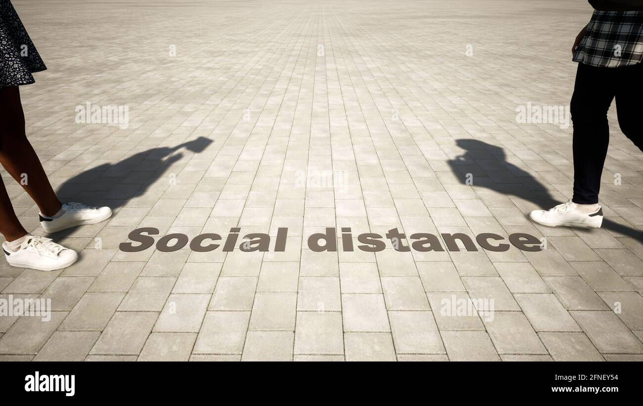 Concept or conceptual 3d illustration of two women meeting following ...