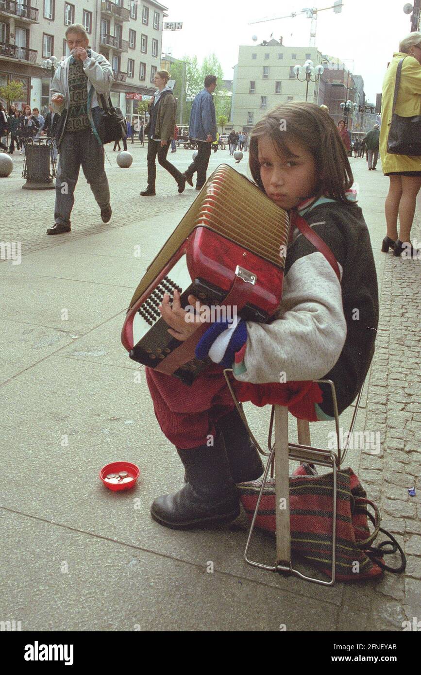 Small street musician in the old town of Wroclaw (Breslau) in Lower ...