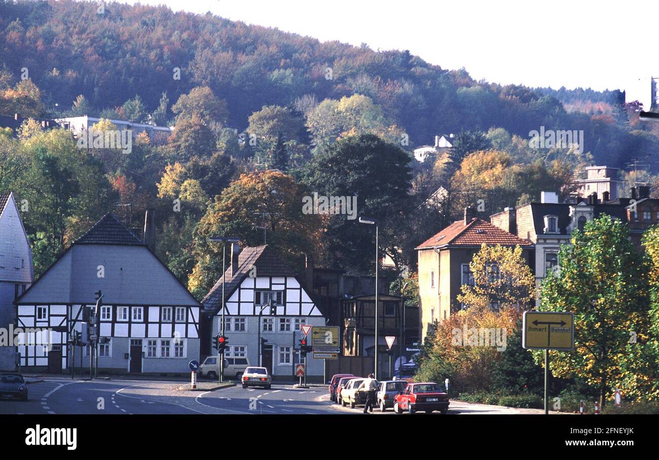Old town of Iserlohn in autumn 1995. Iserlohn, a town in the Sauerland ...