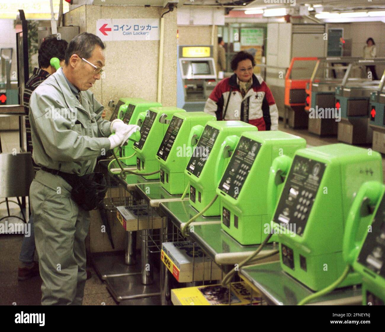 Phones in the subway are cleaned. All are in working order and each ...
