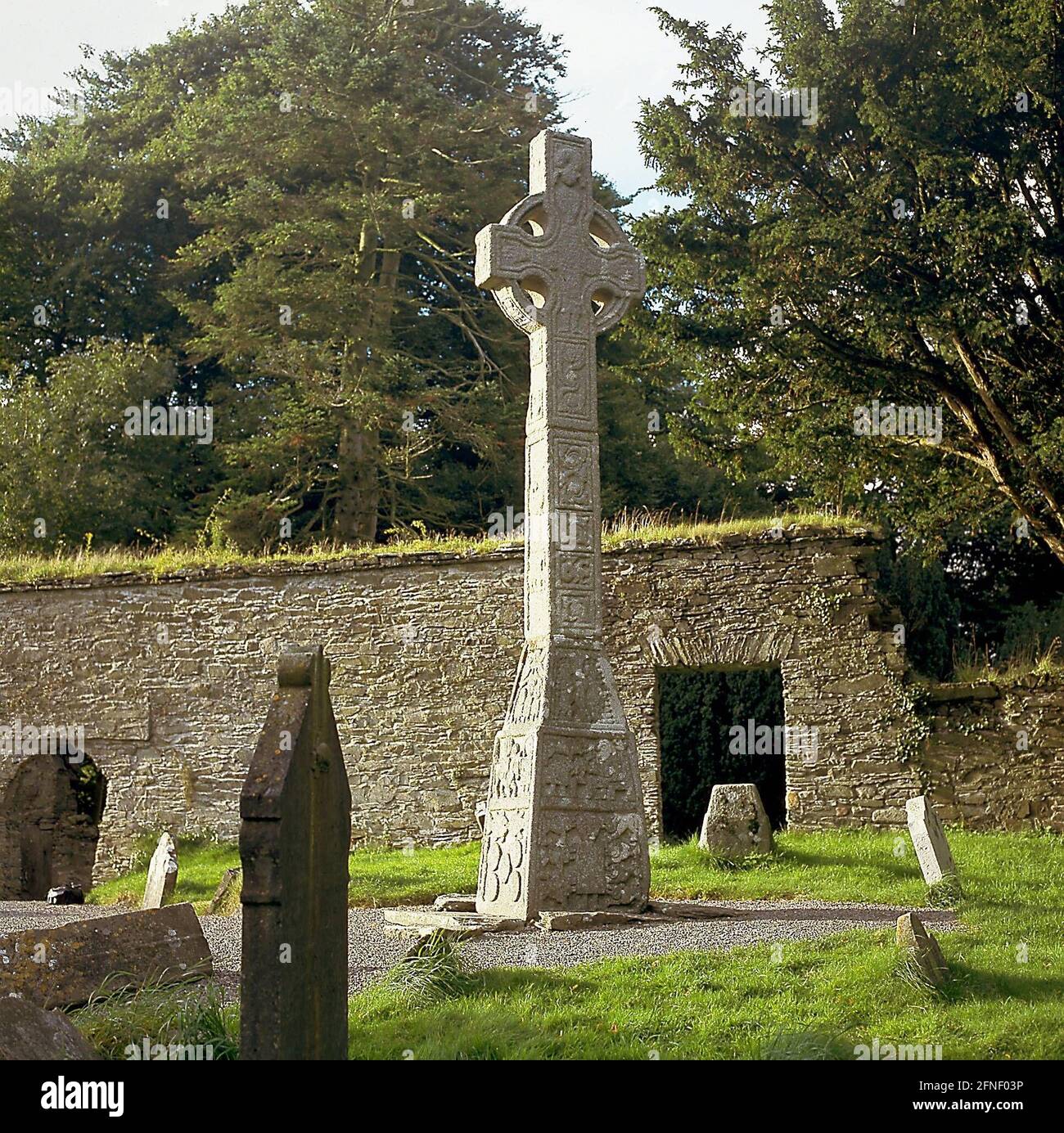 Old Irish cross at Moone in the Wicklow Mountains south of Dublin ...