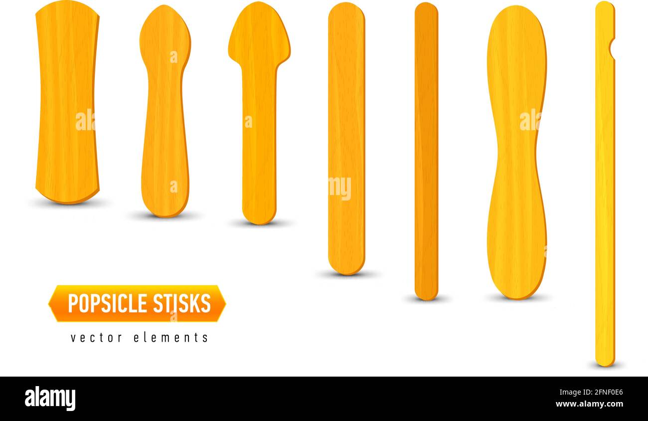 Set of realistic popsicle stircks. Ice lolly sticks, vector ...