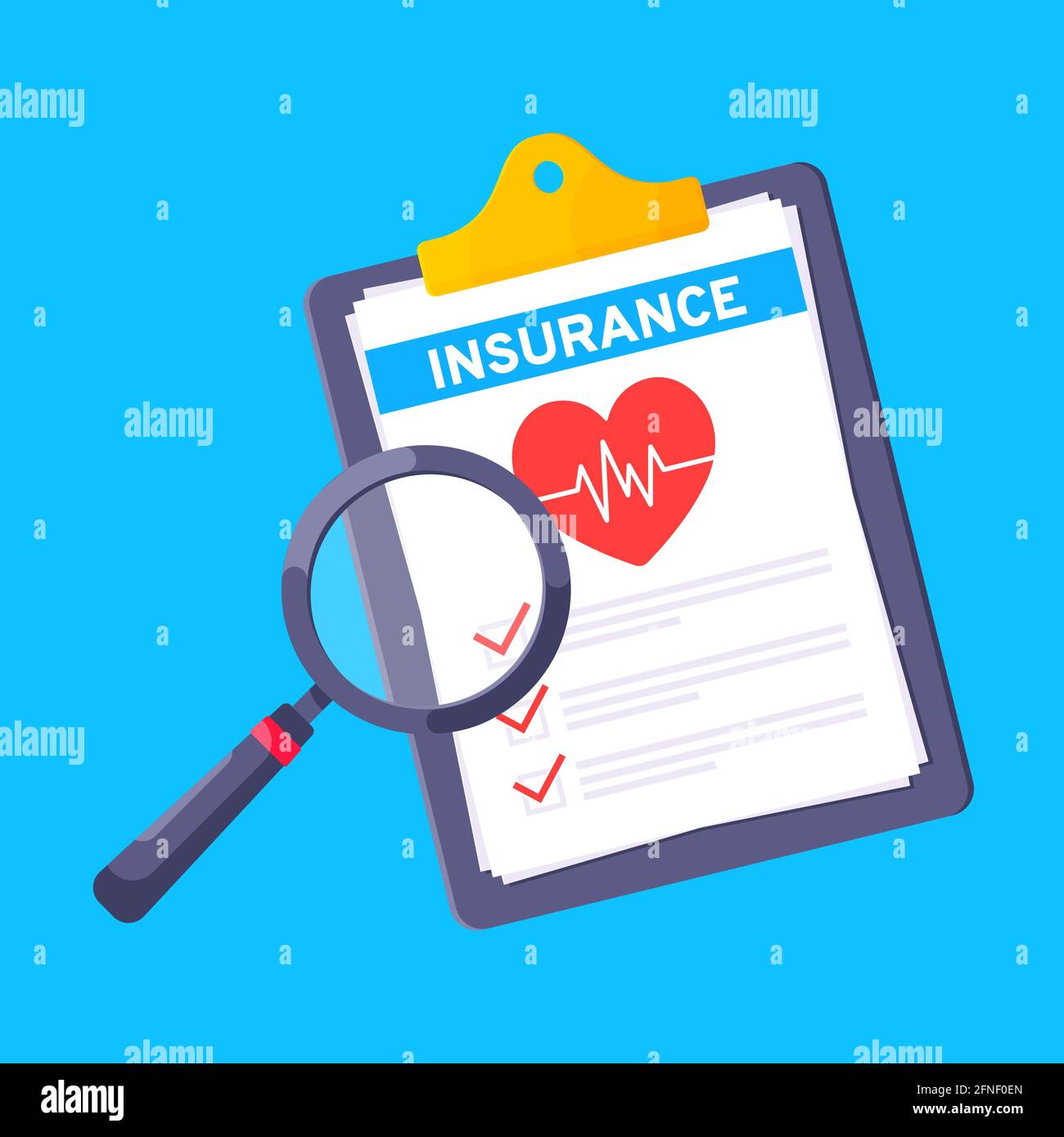 Clipboard with medical insurance claim form on it, paper sheets, pen ...