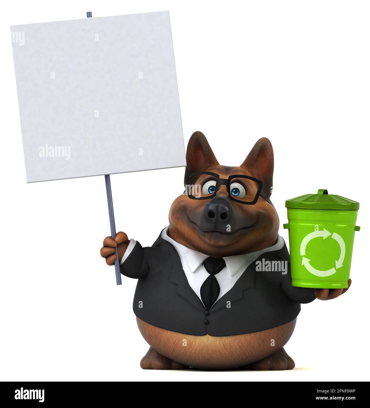 Fun german shepherd dog - 3D Illustration Stock Photo - Alamy