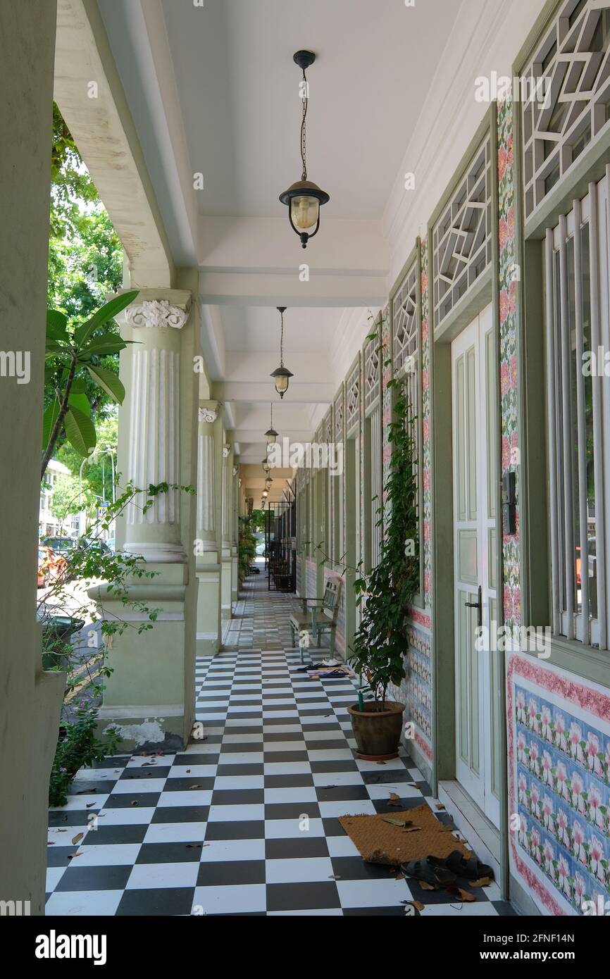 Five-foot passage along row of conserved pre-war terrace houses in ...