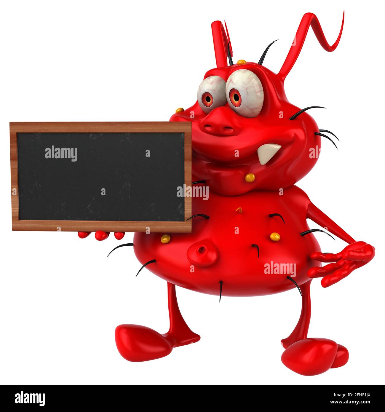 Fun 3D germ monster holding a blackboard Stock Photo - Alamy