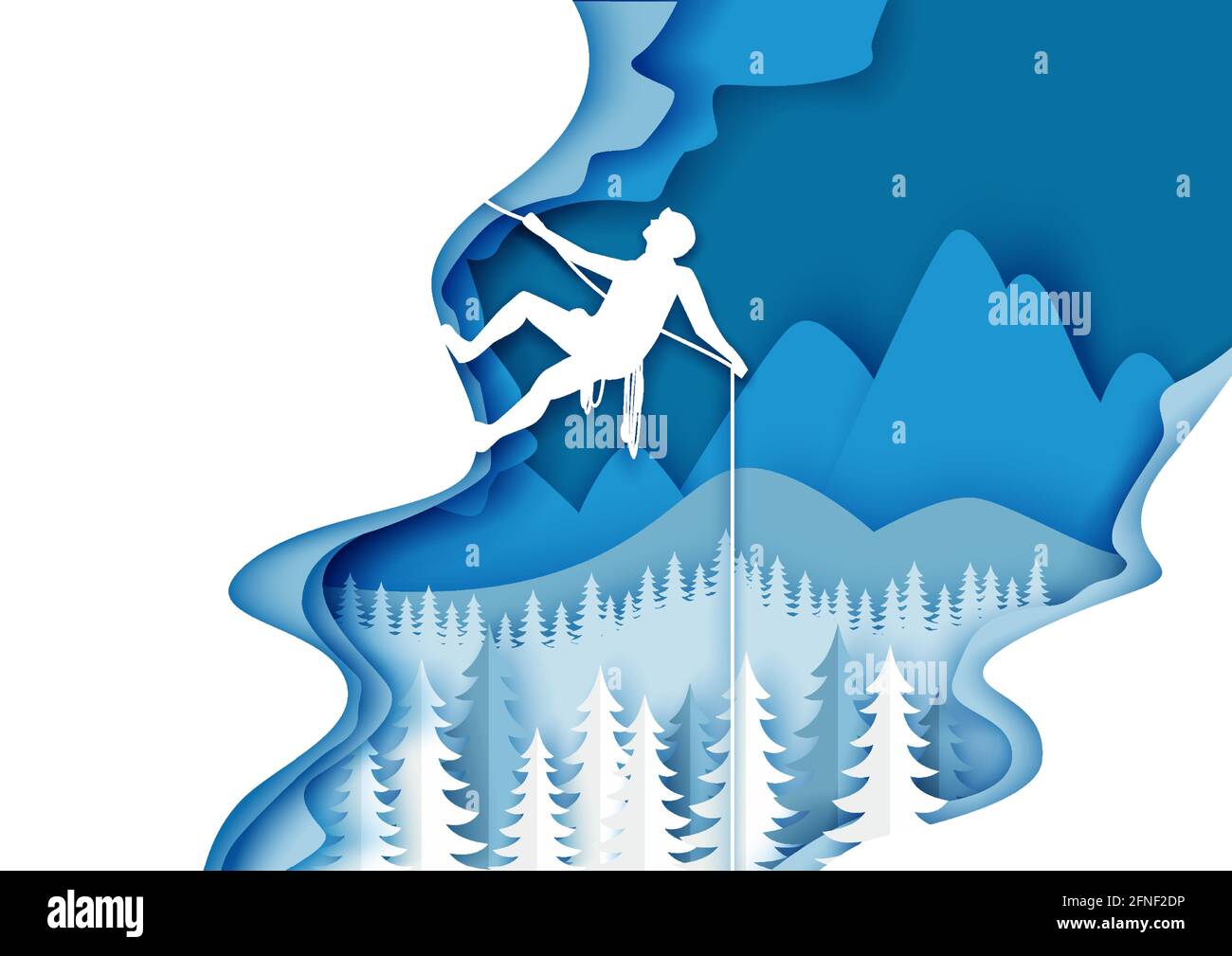 Mountaineering, vector illustration in paper art style Stock Vector ...