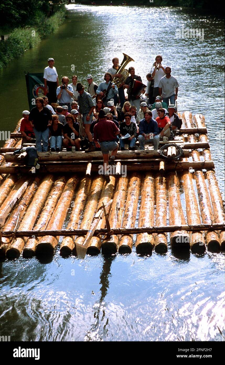 Raft trip on the Isar in Munich. [automated translation] Stock Photo ...