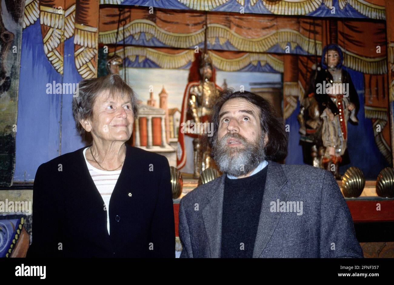 Elisabeth Mann Borgese with Mimmo Cuticchio, the puppeteer and actor in ...