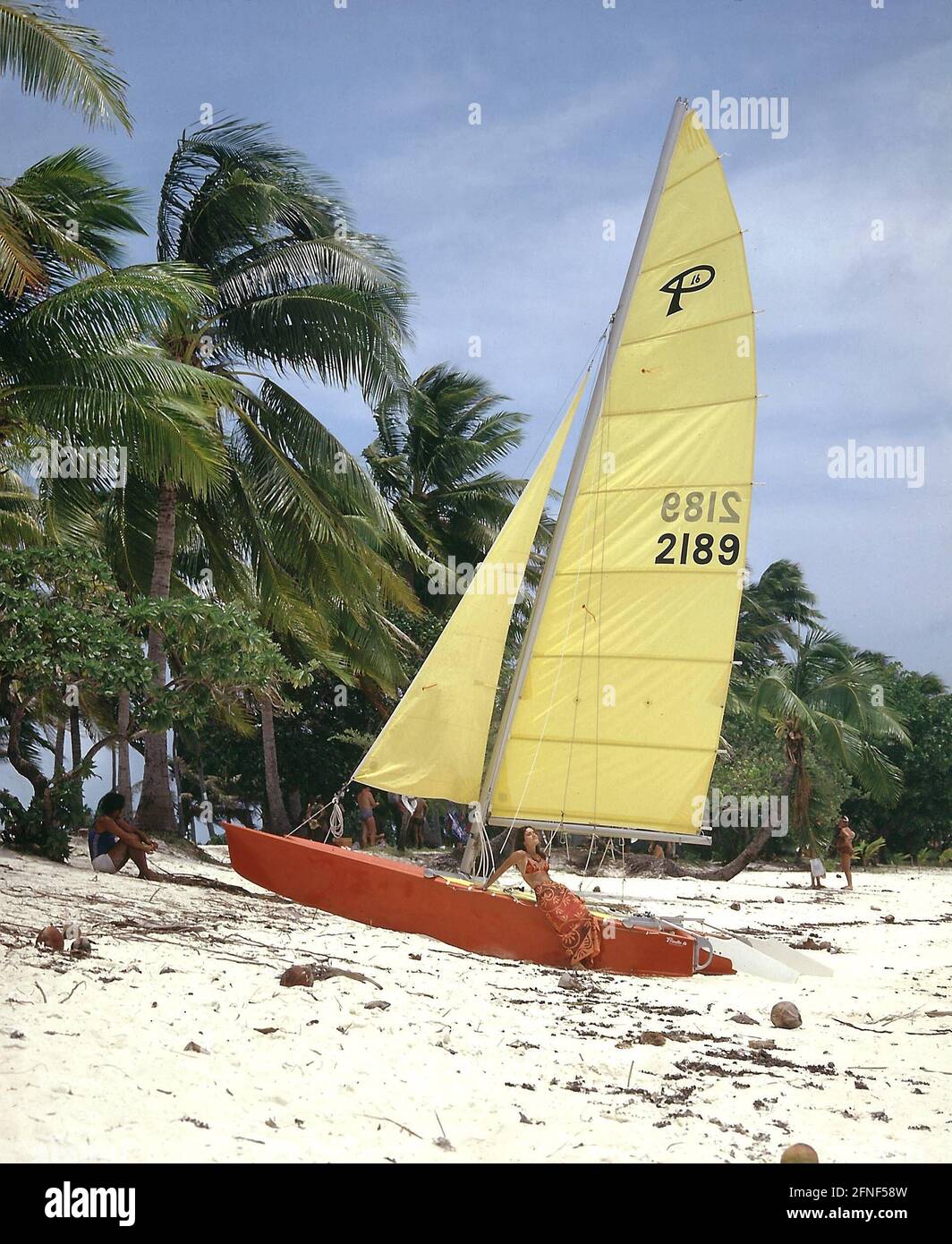 Sailing ship on Bora Bora, an island of the Society Islands, part of ...