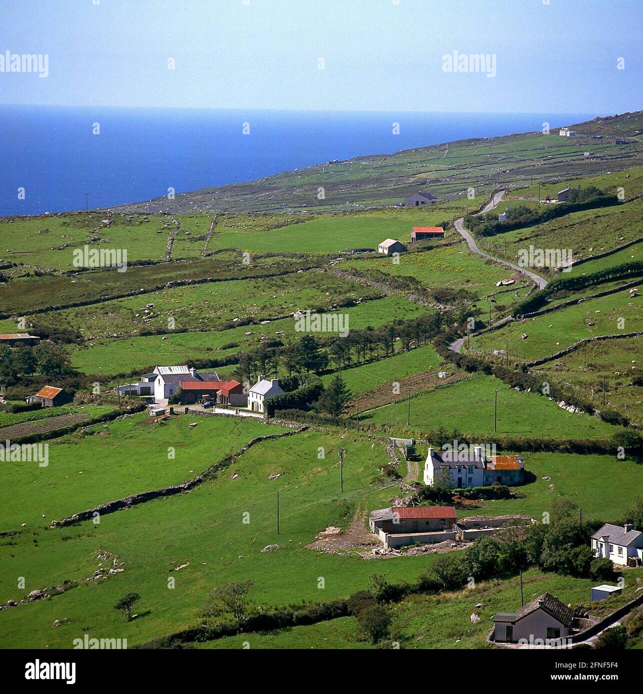 Cultural landscape with single houses, meadows and pastures at the Ring ...
