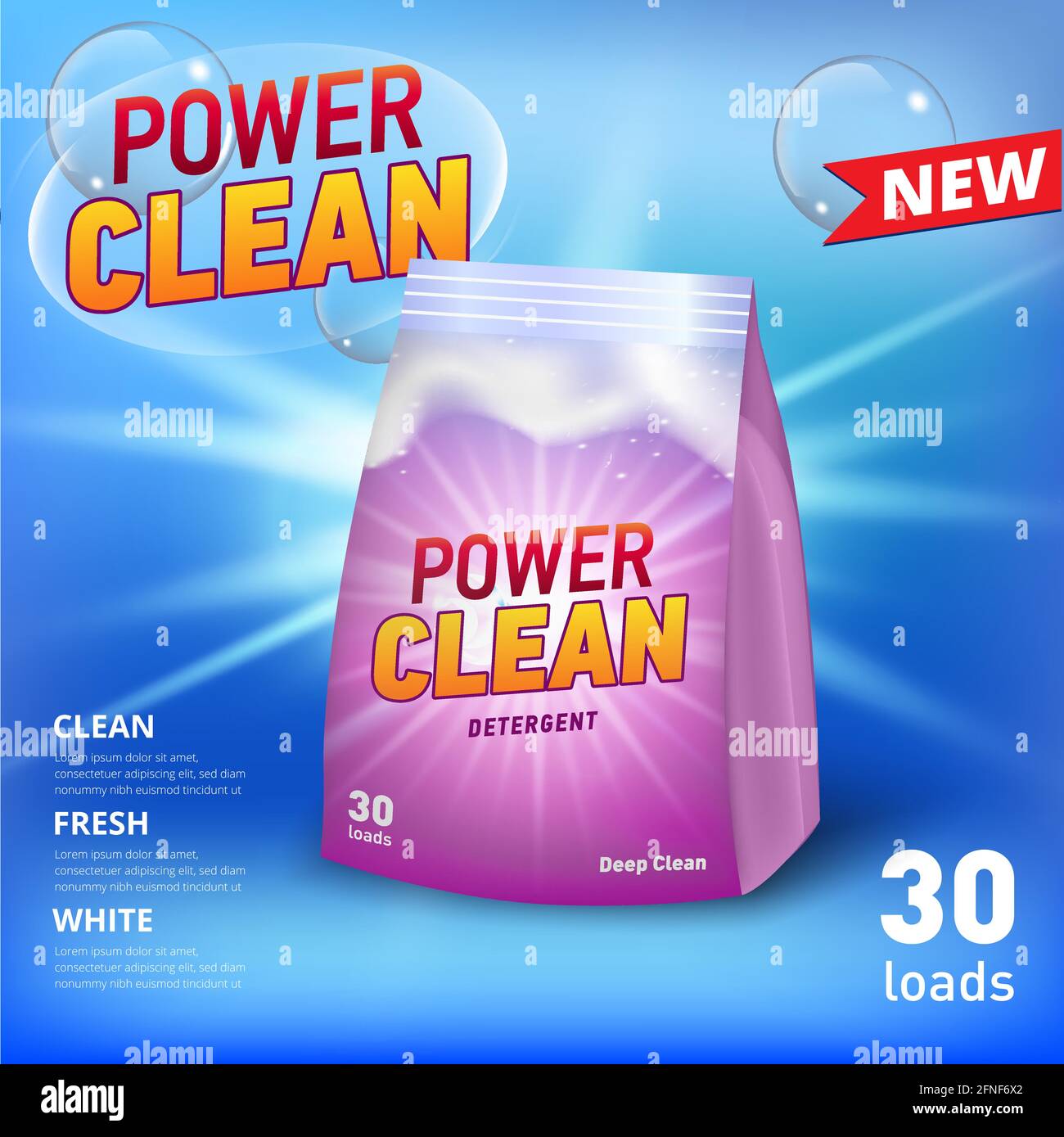 Advirtising template for laundry detergent in soft package container ...
