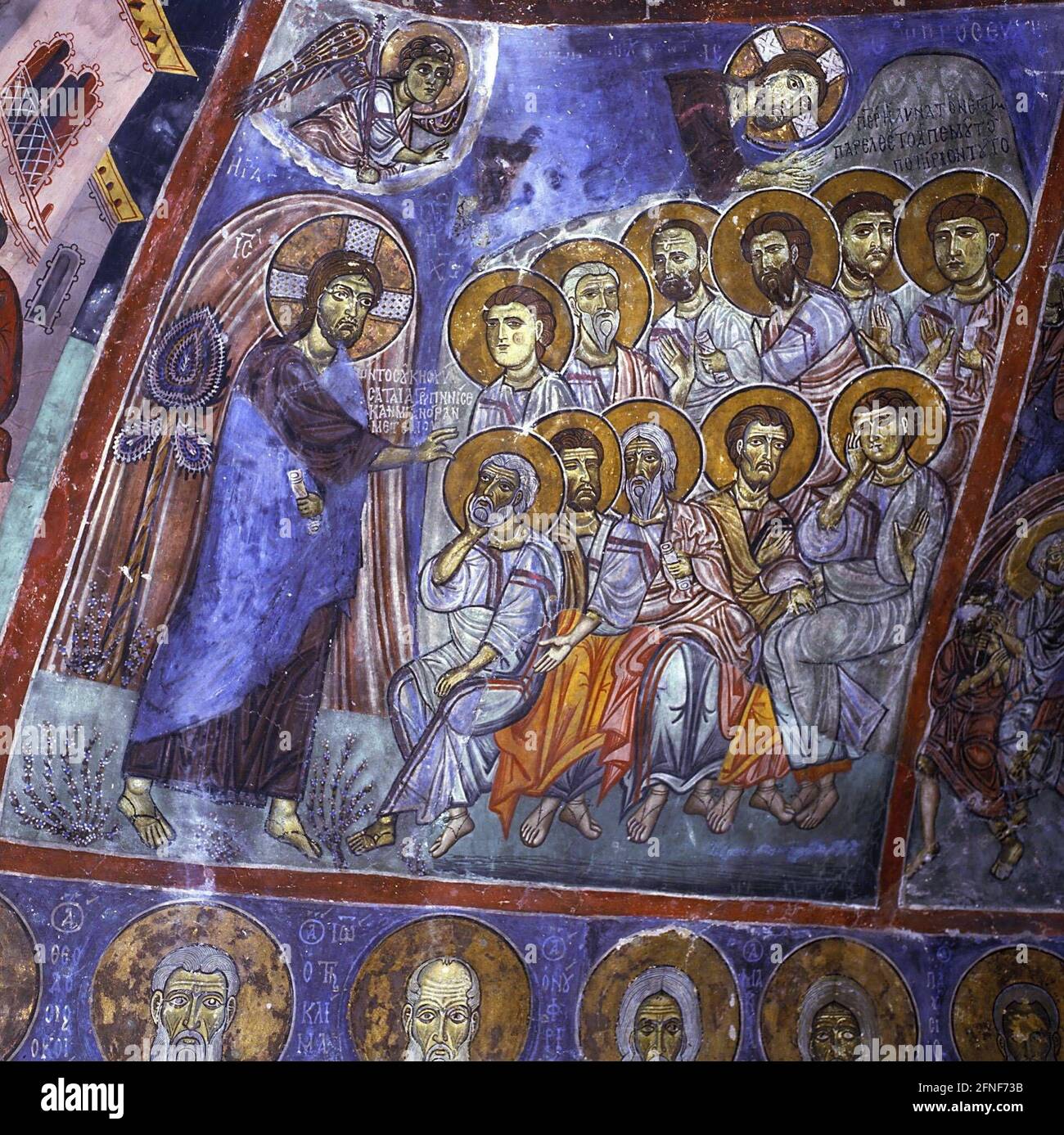 Christ with eleven disciples in a fresco in the Caves of the Hermits ...