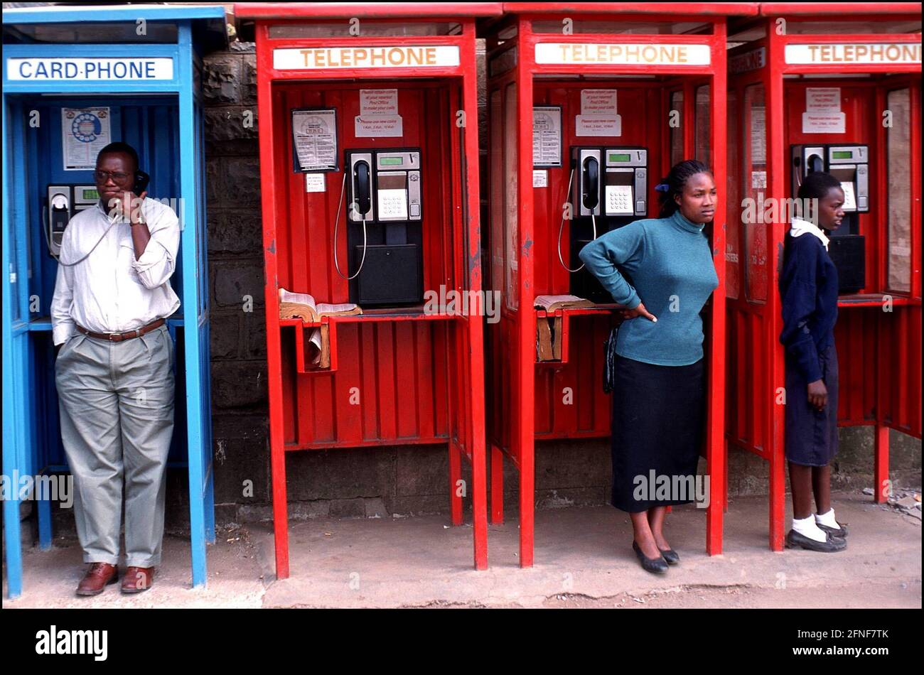 Public phone booths in Nairobi. [automated translation] Stock Photo - Alamy
